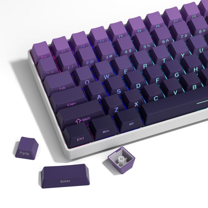 Purple Gradient Side Printed Keycaps OEM Profile 136 Keys Double Shot ...