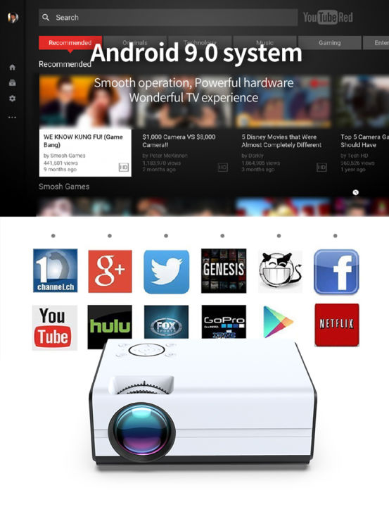 【Free Tripod】COD Projector Android 9.0 LCD 1080P HD 200 inch screen ...