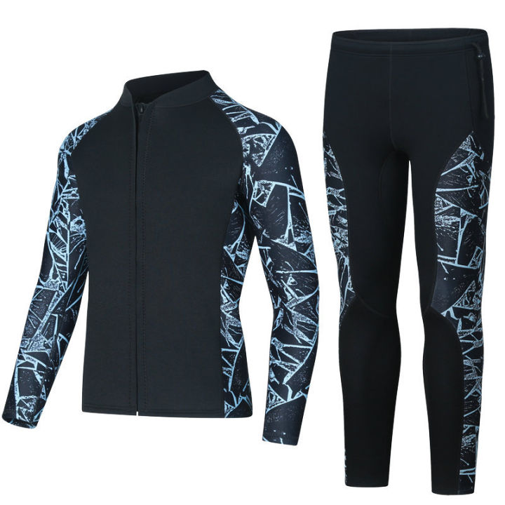 Blue dive Wetsuit 3mm Unisex Couple Split Long Sleeve Sun Protection ...