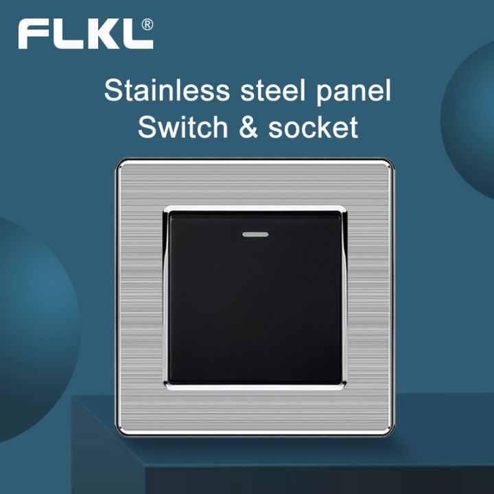 FLKL 220V Black Wall Key Switch Panel 13amp Universal 3/6 Pin Plug ...