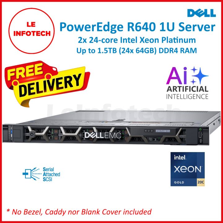 Dell PowerEdge R640 1U Rack Server 2x Intel Xeon Platinum 8160/Gold ...