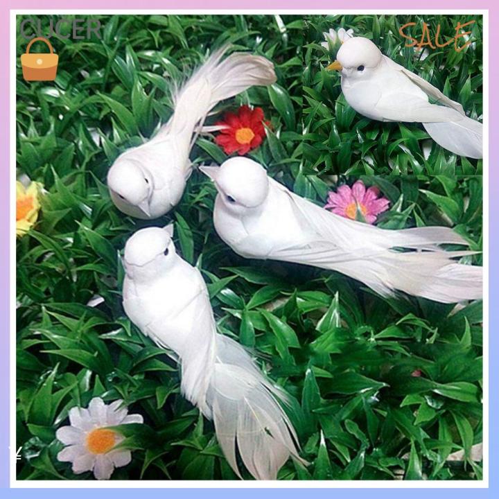 CBT Home Decor Artificial Foam White Feather Emulation Dove Long tail ...