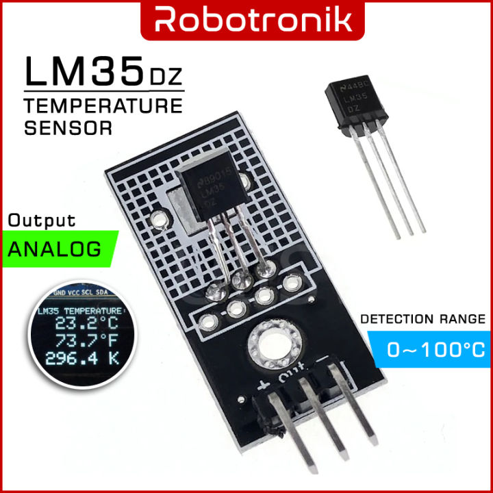 LM35 Temperature Sensor LM35DZ Precision Celsius w Analog Output, Compatible Arduino Raspberry ...