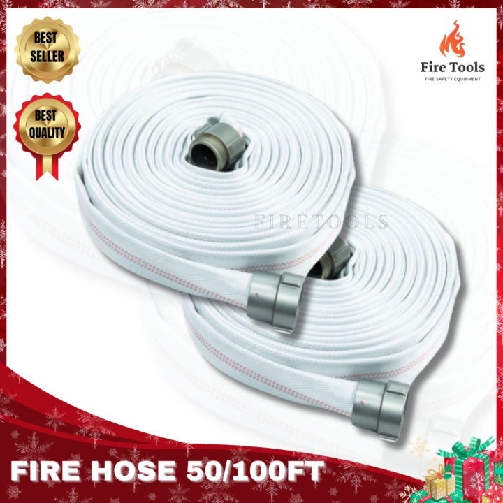 Fire Hose 1 1/2 50ft/100ft Single Jacket Alloy Coupling 50ft/100ft ...