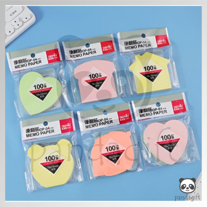 100 Lembar Bentuk Shapes Random Color Sticky Note Memo Label Sticker ...