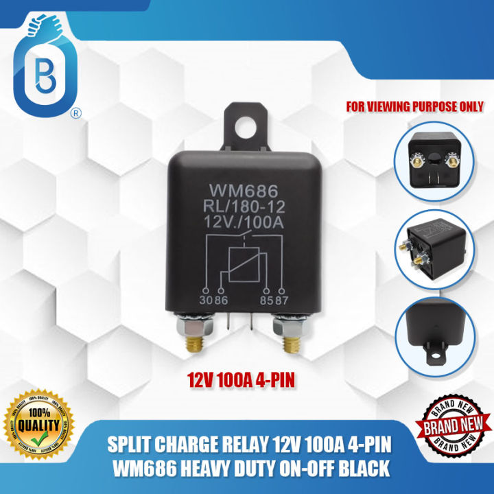 SPLIT CHARGE RELAY 12V 100A 4-PIN WM686 HEAVY DUTY ON-OFF BLACK | Lazada PH