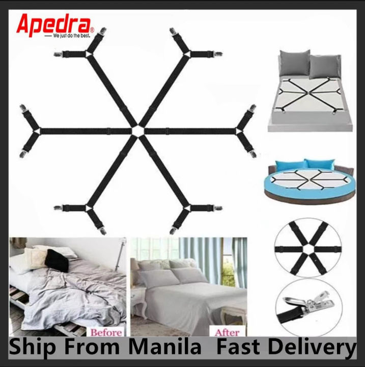 6 Sides Bed Sheet Cover Clips Adjustable Sheet Straps Suspender Gripper ...