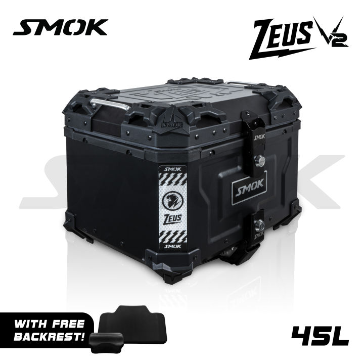 A2Moto 3X Zeus V2 45L Alloy Top Box w Back Rest Anti Scratch Kryptonite ...