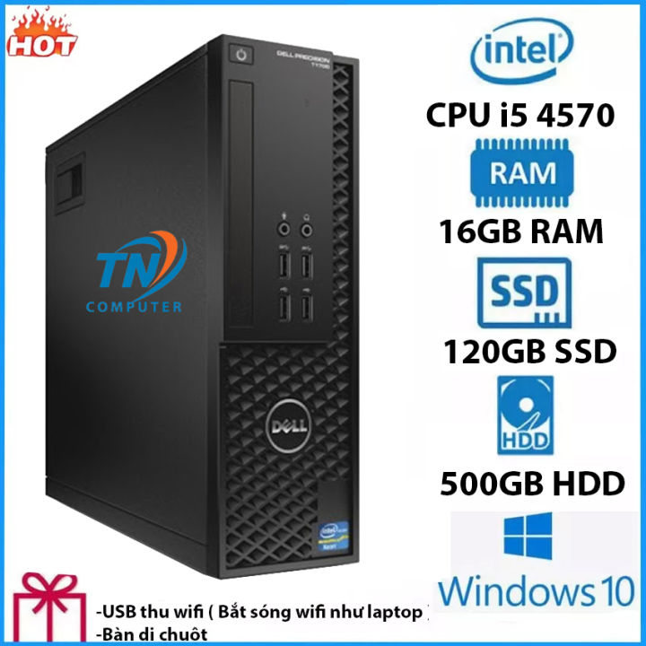 Máy trạm Dell Precision T1700 SFF Cấu Hình Core i5 4570 Ram 16GB SSD 120GB + HDD 500GB, Tặng USB ...