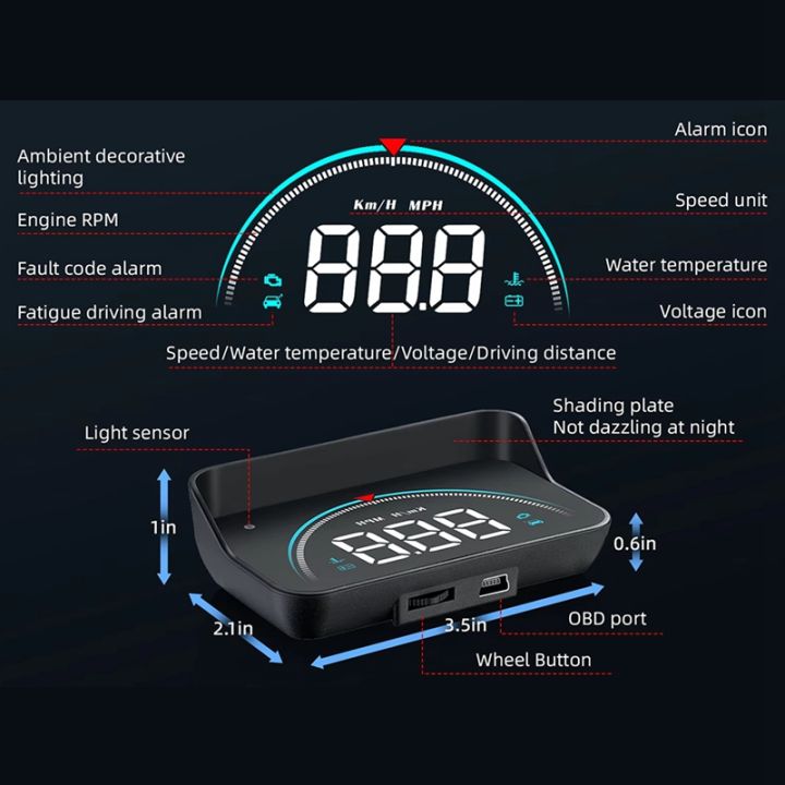 Smart Digital Car HUD Windshield Projector OBD Speedometer with Water ...