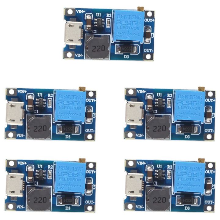 5Pcs 2A DC-DC MT3608 Step Up Boost Module with Micro-USB, Step Up Boost Converter Power Supply ...