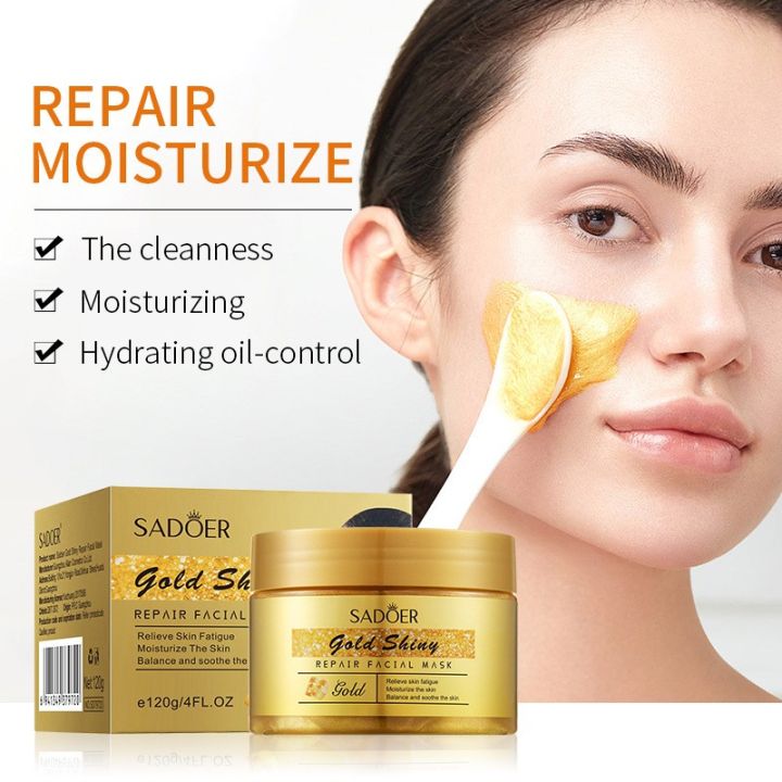 MOMO STORE SADOER Gold Shiny Repair Facial Mask Moisturizing Relieve Skin Fatigue Balance Soothe ...