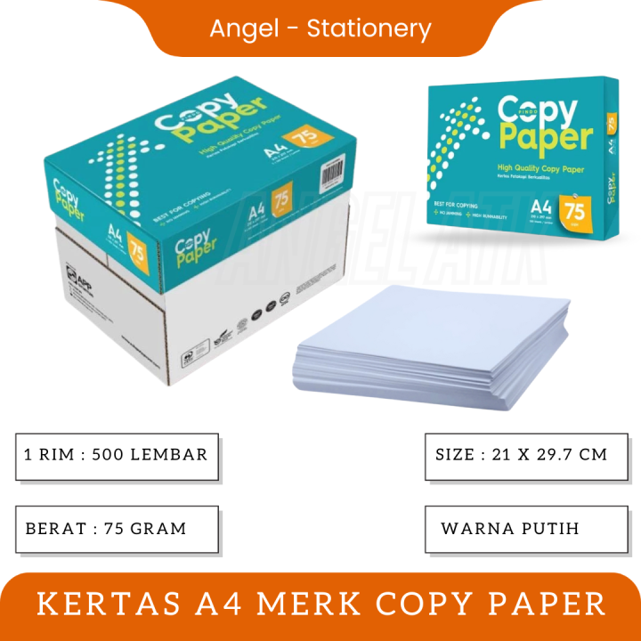Kertas Copy Paper A4 / 1 Rim ( 500 Lembar ) / Kertas HVS Print Fotocopy / Kertas Bolak Balik ...