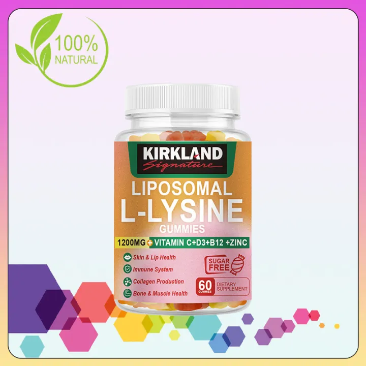 KIRKLAND L-lysine Gummies 1200mg, for Immune & Collagen Support, Lips ...
