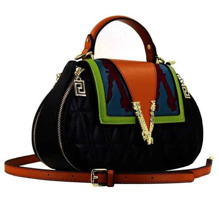 Women's with V Ladies Leather Handbag Female Shoulder Bag Dias ...