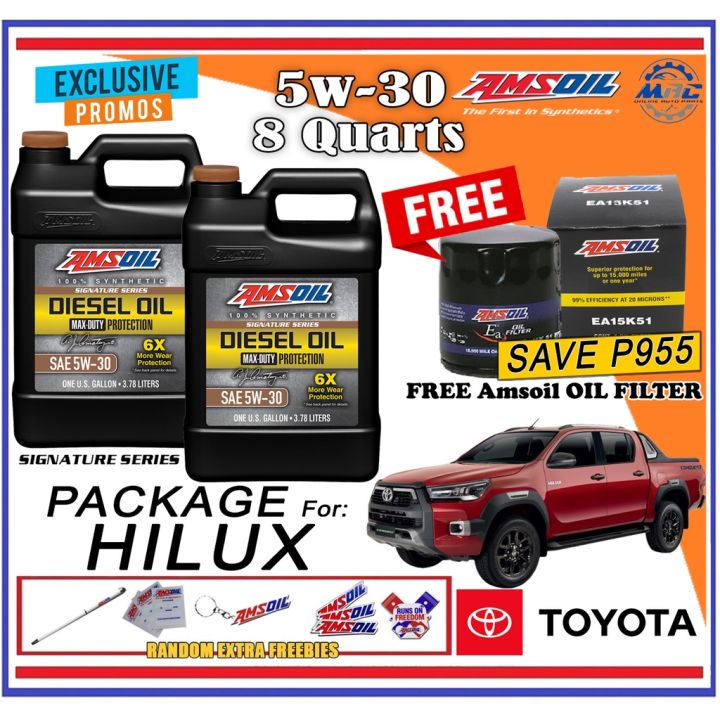 AMSOIL Signature Series Max Duty 5W-30 8 quarts FREE Oil Filter Package ...