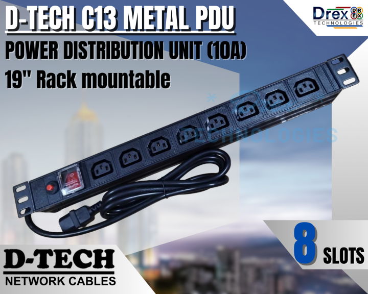 PDU C13 Outlet 8-Slot 10A Metal Type Power Distribution Unit 8-Slot ...