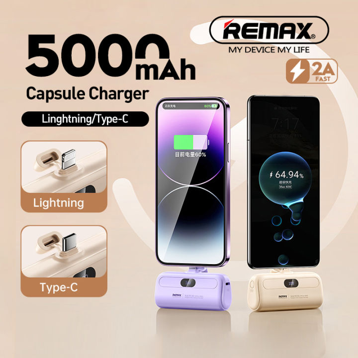 Remax Capsule Power Bank 5000mAh Mini Mobile Power Supply Portable Fast ...
