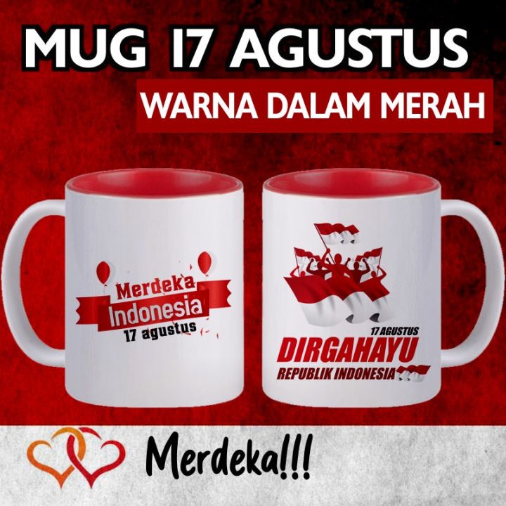 Mug Warna Dalam Merah 17 Agustus / Mug Merah Putih / Mug Merdeka ...