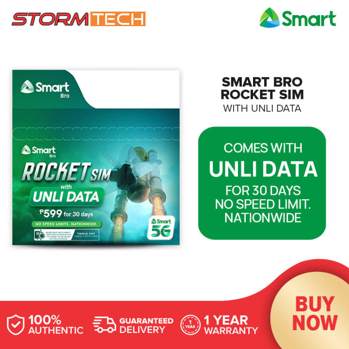 Smart Bro Rocket SIM 599 with 30 Day Unli Data | Lazada PH