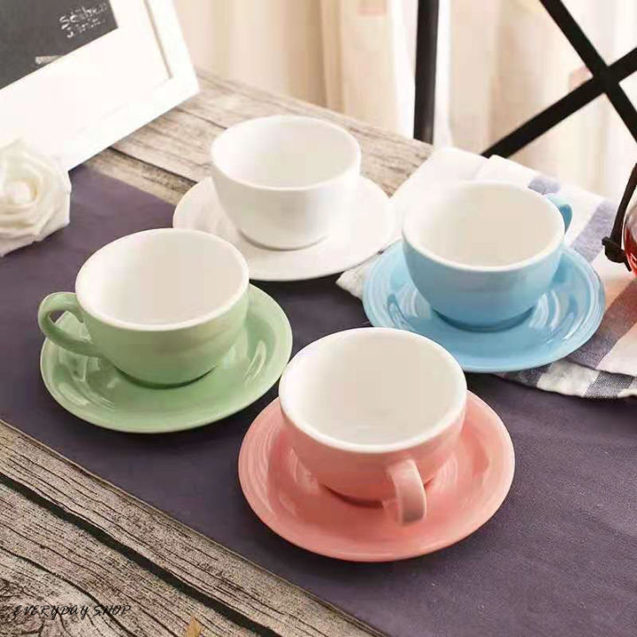 European Style Colourful Ceramic Barista Latte Cup set Cappuccino ...