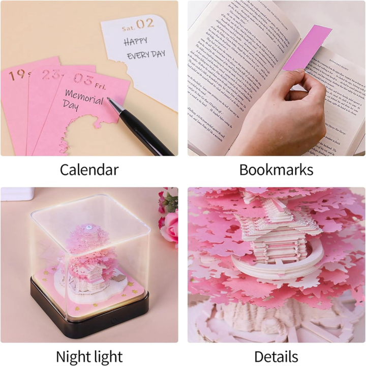 【LCV2】-3D Art Calendar Memo Pad 2024, Timepiece Calendar Tree Rip Away ...
