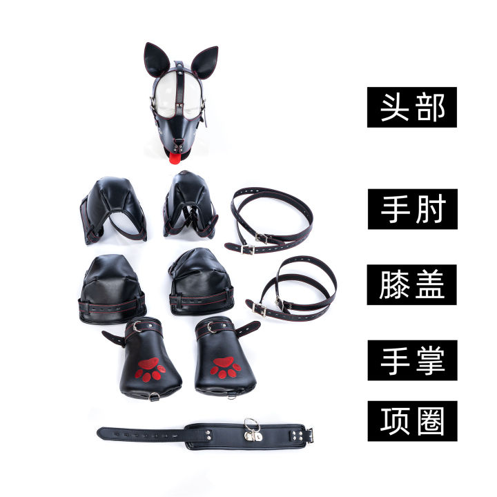 K9 Padded Set Dog Head Collar Dog Slave Crawling Training Gear Knee ...