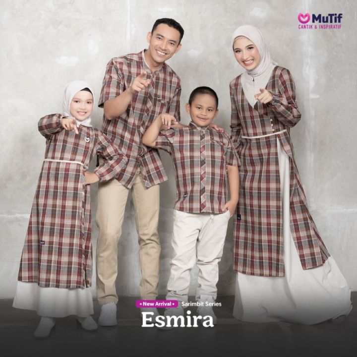 TERBARU 2025 SARIMBIT KELUARGA MUTIF ESMIRA - HAYYA RED PASTEL (COD ...