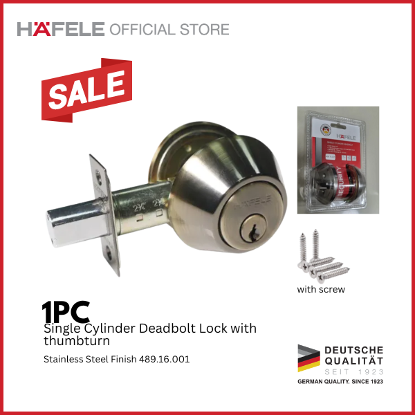 Single Cylinder Deadbolt Lock with thumbturn, Stainless Steel finish ...