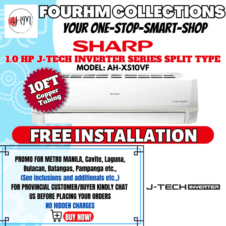 FOURHMC SHARP Aircon 1.0 HP Wall Mounted Split Type J-Tech Inverter ...