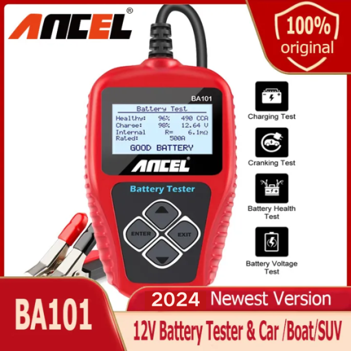 ANCEL BA101 12V Car Battery Tester 100-2000 CCA 220AH Digital Cranking ...