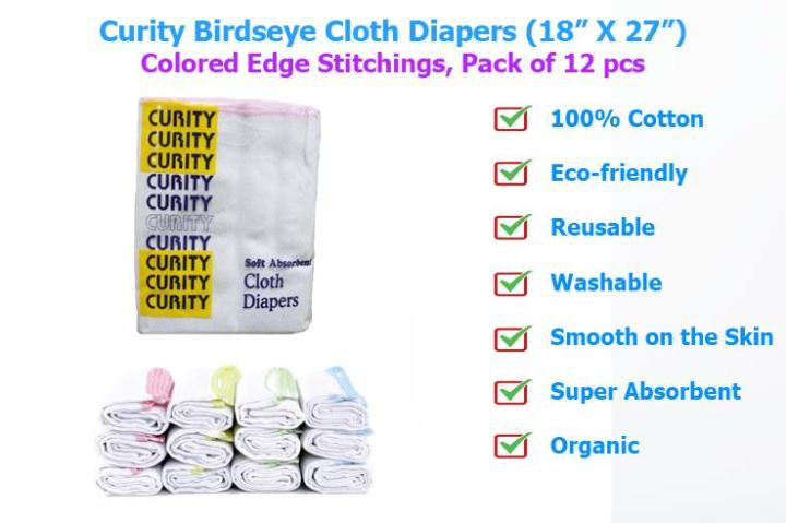 Curity Organic Cloth Birdseye Diaper (Lampin Type, 18 x 27 , Colored ...