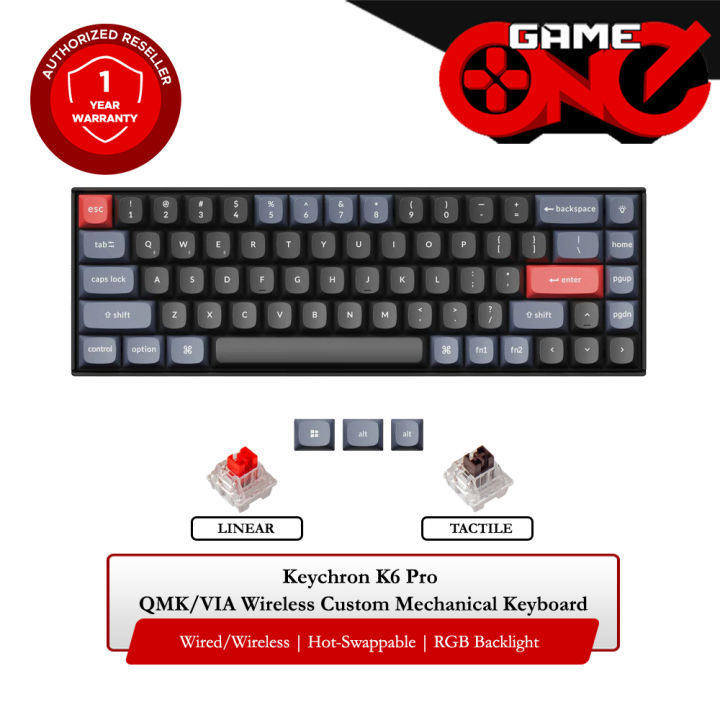 Keychron K6 Pro QMK/VIA Fully Assembled Hot-Swappable RGB Backlight ...