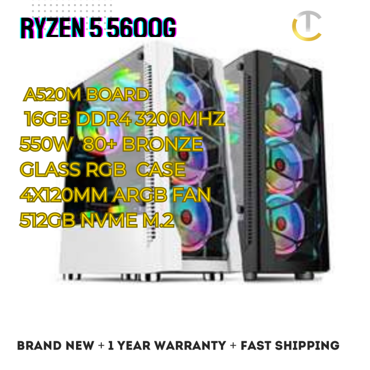 Ryzen 7 5700G-Ryzen 5 5600g/ A520M/ 16gb ram/512gb nmve/ Glass case RGB ...