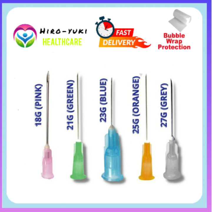 DISPOSABLE NEEDLE Jarum Picagari Needle Syringe 18G / 21G / 23G / 24G / 25G / 27G (1pcs) | Lazada