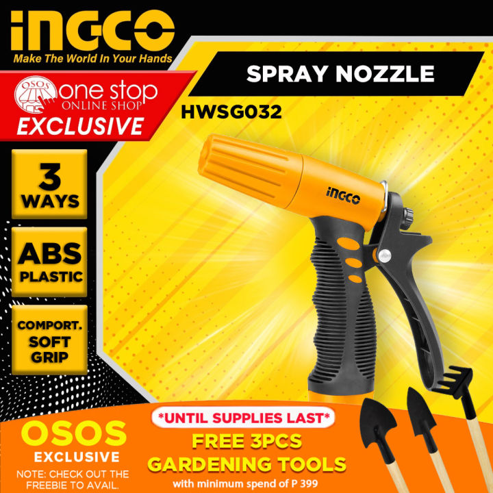 INGCO Original Garden Spray Nozzle with 3 Different Patterns HWSG032 ...