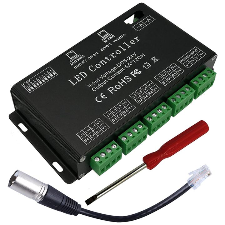 12 Channel DMX Decoder RGB LED Controller 60A PWM DMX512 Dimmer Driver ... 12 Channel DMX Decoder RGB LED Controller 60A PWM DMX512 Dimmer Driver ...
