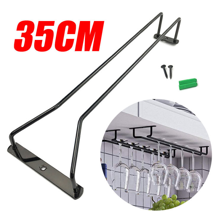 14-Inch Black Wine Glass Rack, Under Cabinet Wine Glass Holder ...