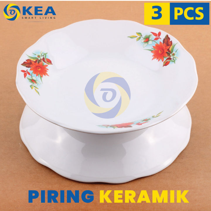 BISA COD - SET 3 PCS - PIRING KERAMIK BUNGA 6 INCH - Piring Cantik ...