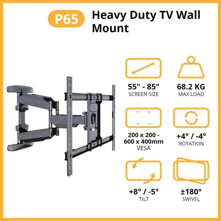 Universal TV Wall Mount TV Bracket Retractable Adjustable Swivel Tilt ...