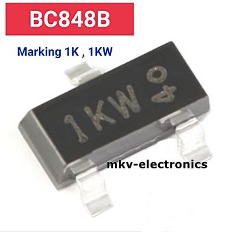 (10ตัว) BC848B , BC848 , Marking 1KW , 1K , SMD Transitor NPN 0.1A 30V ...