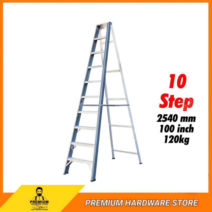 PREMIUM 10 Steps Aluminum Heavy Duty Single Sided Ladder Tangga Lipat ...