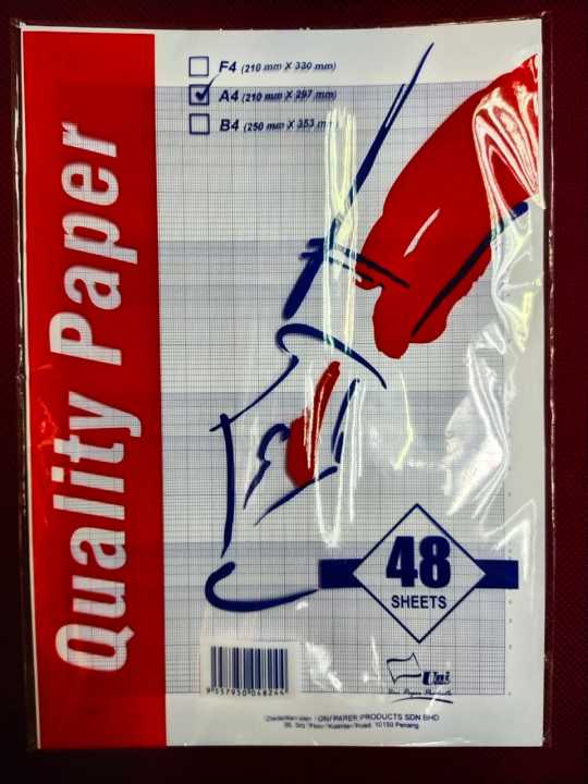 UNI PAPER A4 SEMILOG GRAPH PAPER 48'S 70GSM (BLUE SEMI-LOG GRID) | Lazada