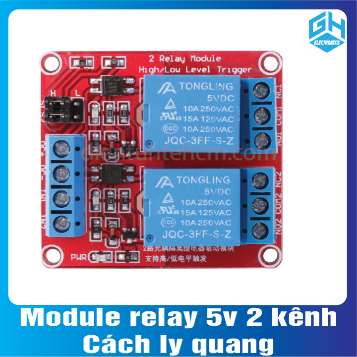 Module Relay 2 kênh 5V chịu được hiệu điện thế lên đến 250VAC 10A ...