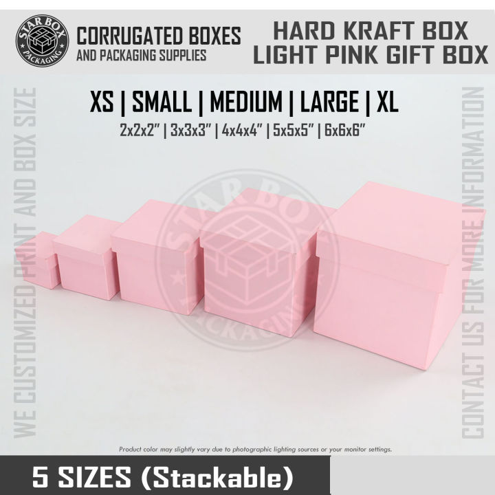 Light Pink Hard Kraft Box (Gift Box / Stackable / 4 Colors / 5 Sizes ...