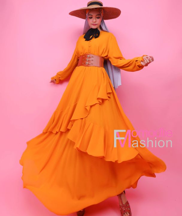 GAMIS MELODY BELT KUNING, GAMIS CHIFFON TERBARU, GAMIS JUMBO, GAMIS ...