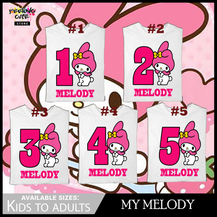 MyMelody NUmber Melody Shirt Kids Number Shirt for Kids to Adults ...