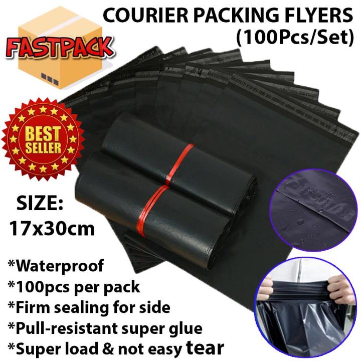 100Pcs 17x30cm Courier Plastic Bags Flyers Flyer Bag Packing Black | Lazada