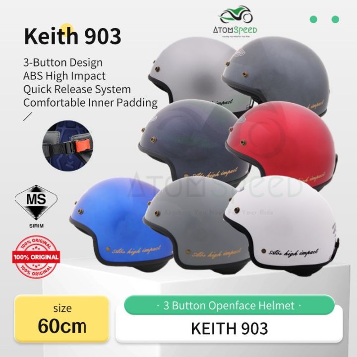 Keith 903 3 Pin Button Half Cut Motorcycle Helmet Malaysia Sirim ...