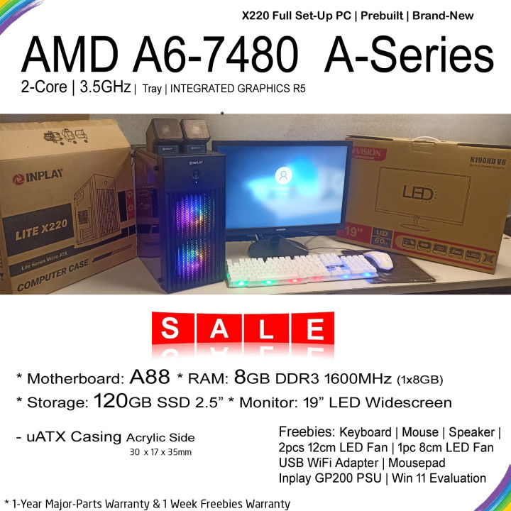 Cheapest Brand-New FUll-Set-up PC | AMD A6-7480 with 19" LED Widescreen | 7480MT | Lazada PH
